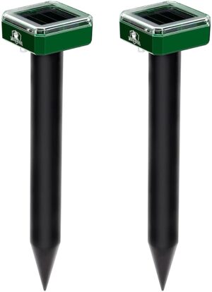 Solar Mole and Groundhog Repellent Stakes Sonic Vole Repeller Gopher ...