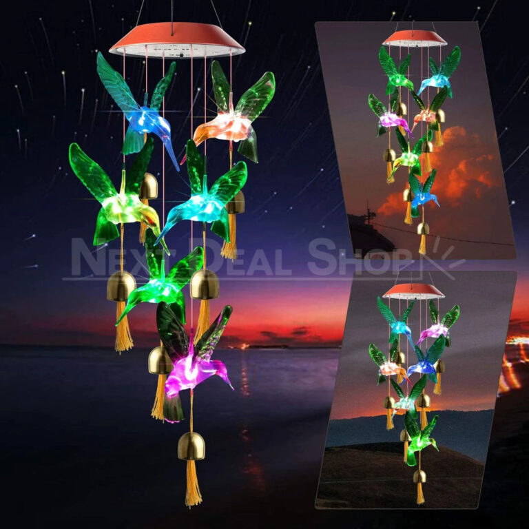 Solar Color-Changing Hummingbird Wind Chime with Bells – xfixing.com